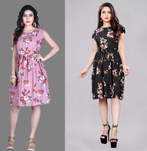 maruti fab Women Fit and Flare Multicolor Dress - Buy maruti fab Women ...