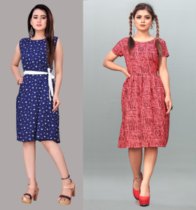 maruti fab Women Fit and Flare Dark Blue Below Knee Dress - Buy maruti ...