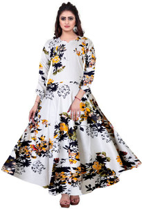 zalya Women Gown Yellow Maxi/Full Length Dress - Buy zalya Women Gown ...