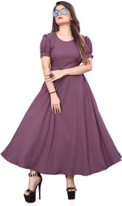 RADHE ENTERPRISES Women A-line Purple Maxi/Full Length Dress - Buy ...