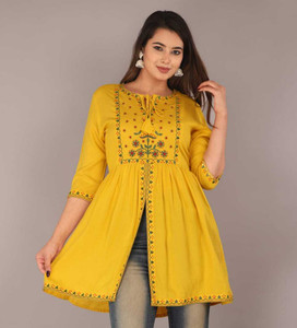 nagma Women A-line Yellow Knee Length Dress - Buy nagma Women A-line ...