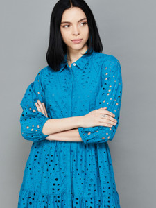 COLOUR ME Women A-line Light Blue Knee Length Dress - Buy COLOUR ME ...