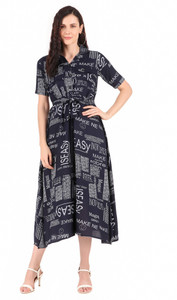 Angreji Girl Women A-line Dark Blue Dress - Buy Angreji Girl Women A ...