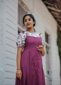 panthi Women Fit and Flare Purple Midi/Calf Length Dress - Buy panthi ...