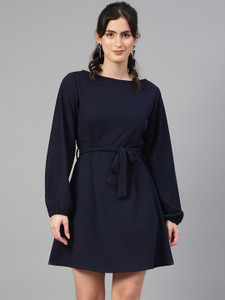 KOTTY Women A-line Dark Blue Above Knee/Mid Thigh Length Dress - Buy ...