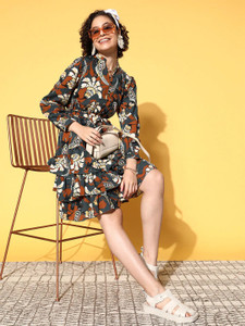 PLUSS Women A-line Multicolor Above Knee/Mid Thigh Length Dress - Buy ...