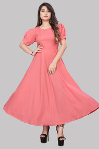 ZOPDI Women Fit and Flare Pink Dress - Buy ZOPDI Women Fit and Flare ...