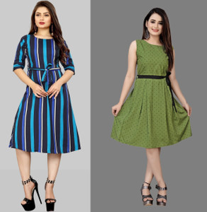 maruti fab Women A-line Light Blue Knee Length Dress - Buy maruti fab ...