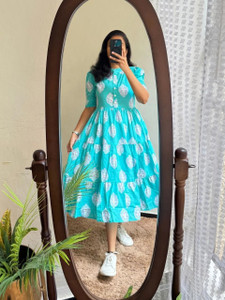 Klothing Women A-line Light Blue Midi/Calf Length Dress - Buy Klothing ...