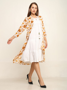 NG Fashion Women Fit and Flare White Midi/Calf Length Dress - Buy NG ...