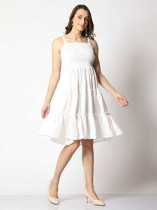 NG CREATION Women Fit and Flare White Dress - Buy NG CREATION Women Fit ...