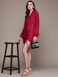 Moda Rapido Women Wrap Maroon Dress - Buy Moda Rapido Women Wrap Maroon ...