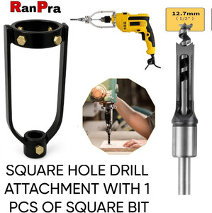 RanPra BLACK SQUARE HOLE DRILL BIT ATTACHMENT HOLDER WITH ONE PIECE OF ...
