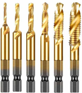 NITYA 6 Pack High Speed Steel Combination Drill Tap Bit Set for soft ...
