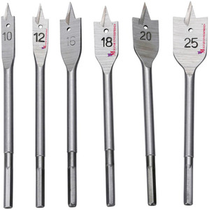 MALFAH ENTERPRISES FLAT WOOD BIT SET 10/12/16/18/20/25MM FOR WOOD ...