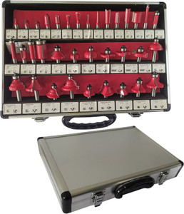 DUMDAAR Premium 35 Pcs Router Bit Set 8mm shank for Plastic Wood & etc ...