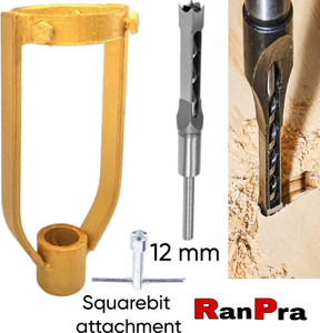 RanPra Square Hole Drill Bit Attachment Bench drill to DIY With 12mm ...