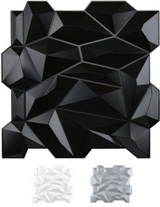 Kishlaytrading PVC 3D Diamond Wall Panel Jagged Matching-Matt Black for ...