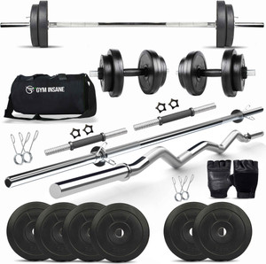 Gym Insane home gym set 15KGPVC straight&curl rod dumbbell rod gym ...