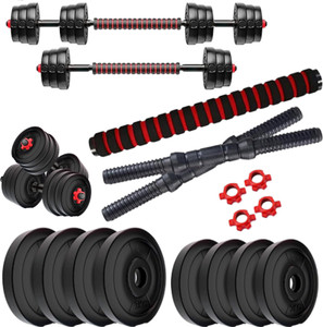 JASMINE PVC Dumbbells 10kg Set | 4x 2.5kg Plates, Rods & Connector ...