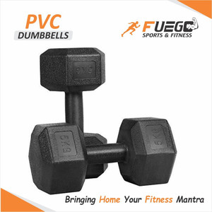 NSP Black PVC Dumbbell Set, 1 Pair Dumbbells, Hex Dumbbells, Home Gym ...