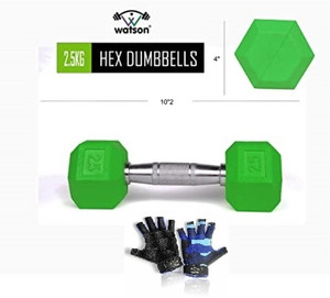 Watson WATSONColored Hex Dumbbells rubber coated suitable for fitness ...