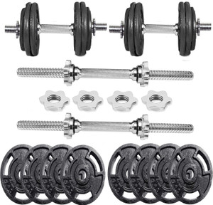 BULLAR 30 kg Cast Iron Plates with pair of dumbbell rods Adjustable ...
