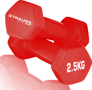 Strauss (2.5 Kg x 2) Vinyl Coated Dumbells For Gym & Workout, 2.5Kg ...
