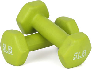 JIMWALT Half Coating Cast Iron Neoprene Fixed Weight Dumbbells (5 LB ...