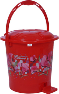 Heart Home Durable Flower Print Plastic Pedal Dustbin With Handle,7 ...