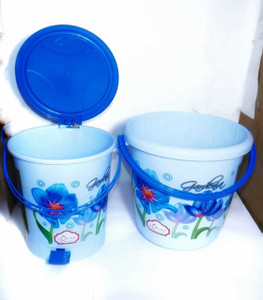 royal homeware Deluxe Flower Design Plastic Bathroom Bucket and Dustbin ...