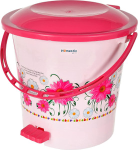 HOMESTIC Plastic Flora Pedal Dustbin for Kitchen|Bedroom|5 Liter|Pink ...