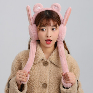 REFFER Cute rabbit jumping ear muffs for women girls with chu chu sound ...