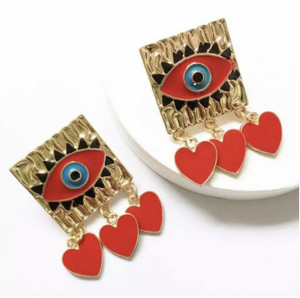 Flipkart.com - Buy BOHO BETTYS RED EVIL EYE EARRING Fabric Hoop Earring ...