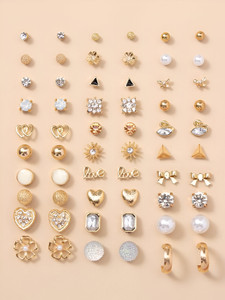 Flipkart.com - Buy Vembley Set Of 30 Pairs Gold-Plated Trendy Crystal ...