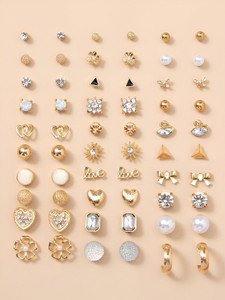 Flipkart.com - Buy VIDALI Set Of 30 Pairs Gold-Plated Trendy Crystal ...