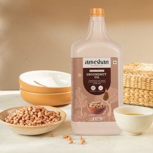 Anveshan Wood Pressed Groundnut Peanuts Oil 5 Litre, Plastic Can ...