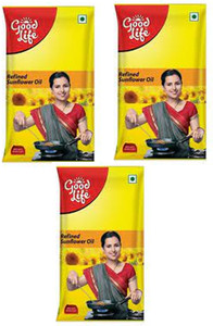 GOODLIFE Refined Sunflower Oil 3 L (1 L*3 PACKS) Rice Bran Oil Pouch ...