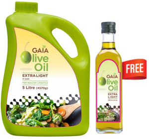 GAIA Extra lite Olive oil 5 Ltr with 250ml Olive oil Free Olive Oil Can ...