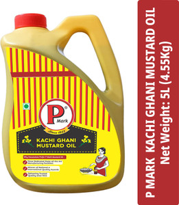 P Mark Mustard Oil P Mark Kachi Ghani Pure Mustard Oil, 5 Ltr Jar ...