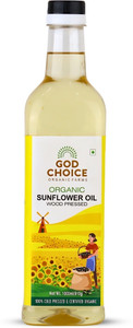 God Choice Organic Farms Pure & Organic Sunflower Oil 1 Litre | 100% ...
