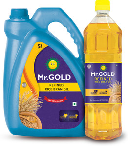Mr.Gold Combo Pack of 5 Can and 1L Pet Refined Rice Bran Oil Can Price ...