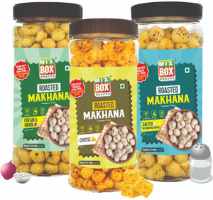 MiX BOX Roasted & Flavored Makhana- Cream & Onion | Cheese | Salted 70G ...