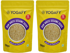 YOGAFY Organic White Sesame Seeds - 500 g (Pack of 2) || Fibre Rich ...