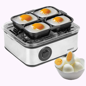 PRINGLE Egg Boiler 2 in1 Egg Boiler and Poacher 500-Watt (Silver & Grey ...