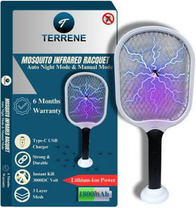 TERRENE 2in1 Dual Mode UV LED Light Mosquito Racquet Electric Insect ...