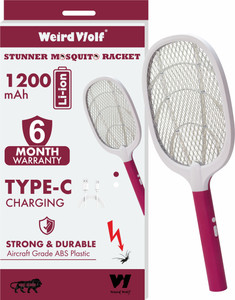 Killato by Weird Wolf Mosquito Bat Racket Rechargeable Maroon Electric ...