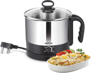 MILTON Go Electro Cooker, 1.2L, 600 Watt, Egg Tray, SS Stand, Steaming ...