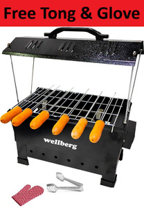 WELLBERG Electric & Charcoal Barbeque Multi Purpose"Grill with 6 ...