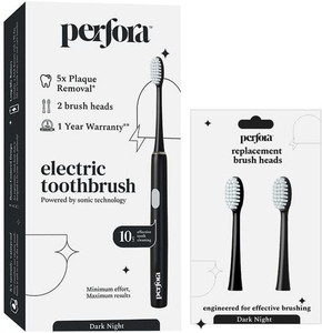 Perfora Electric Toothbrush with 4 Brush Heads - Battery Powered ...